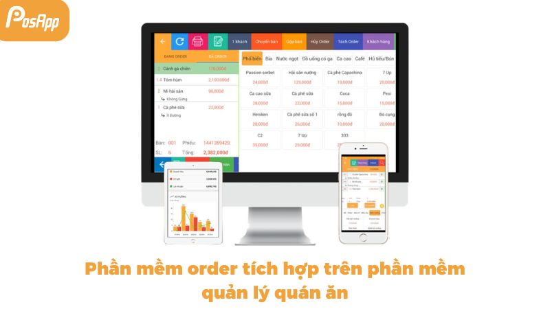 Phần mềm order tích hợp trên phần mềm quản lý quán ăn